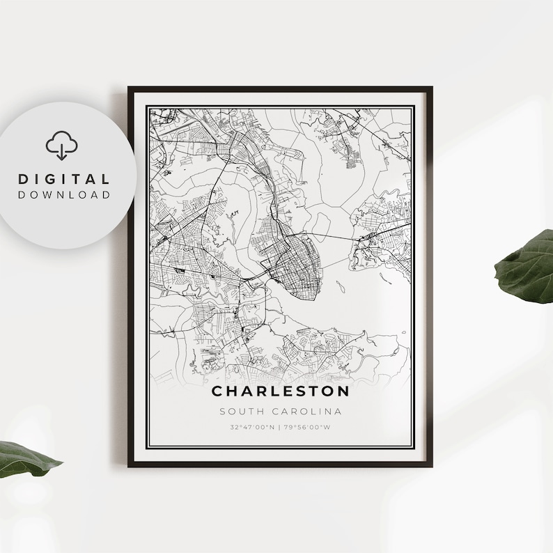 Charleston Map Print South Carolina SC USA Map Art Poster - Etsy