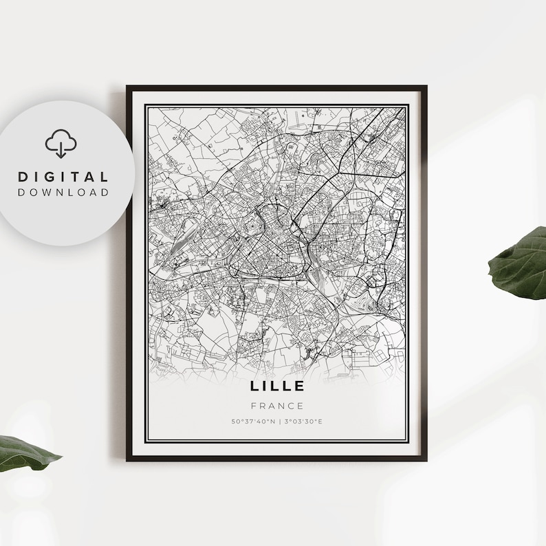 Lille Map Print France Map Art Poster Printable City Street | Etsy