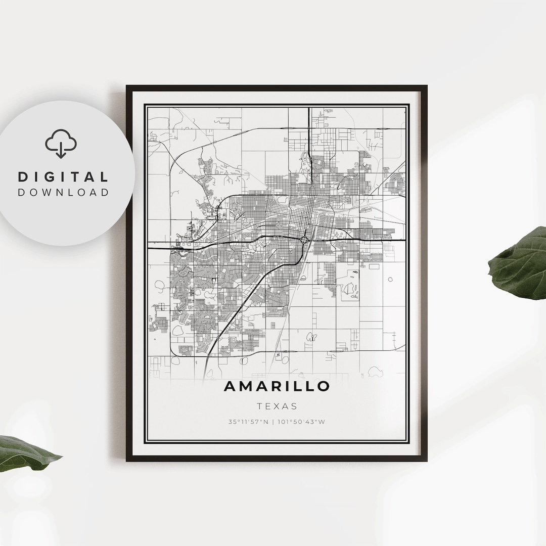 Amarillo Map Print, Texas TX USA Map Art Poster, Printable City Street ...