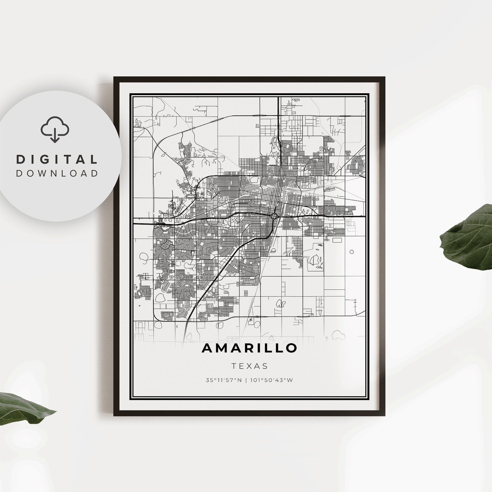 Amarillo Map Print Texas TX USA Map Art Poster Printable - Etsy