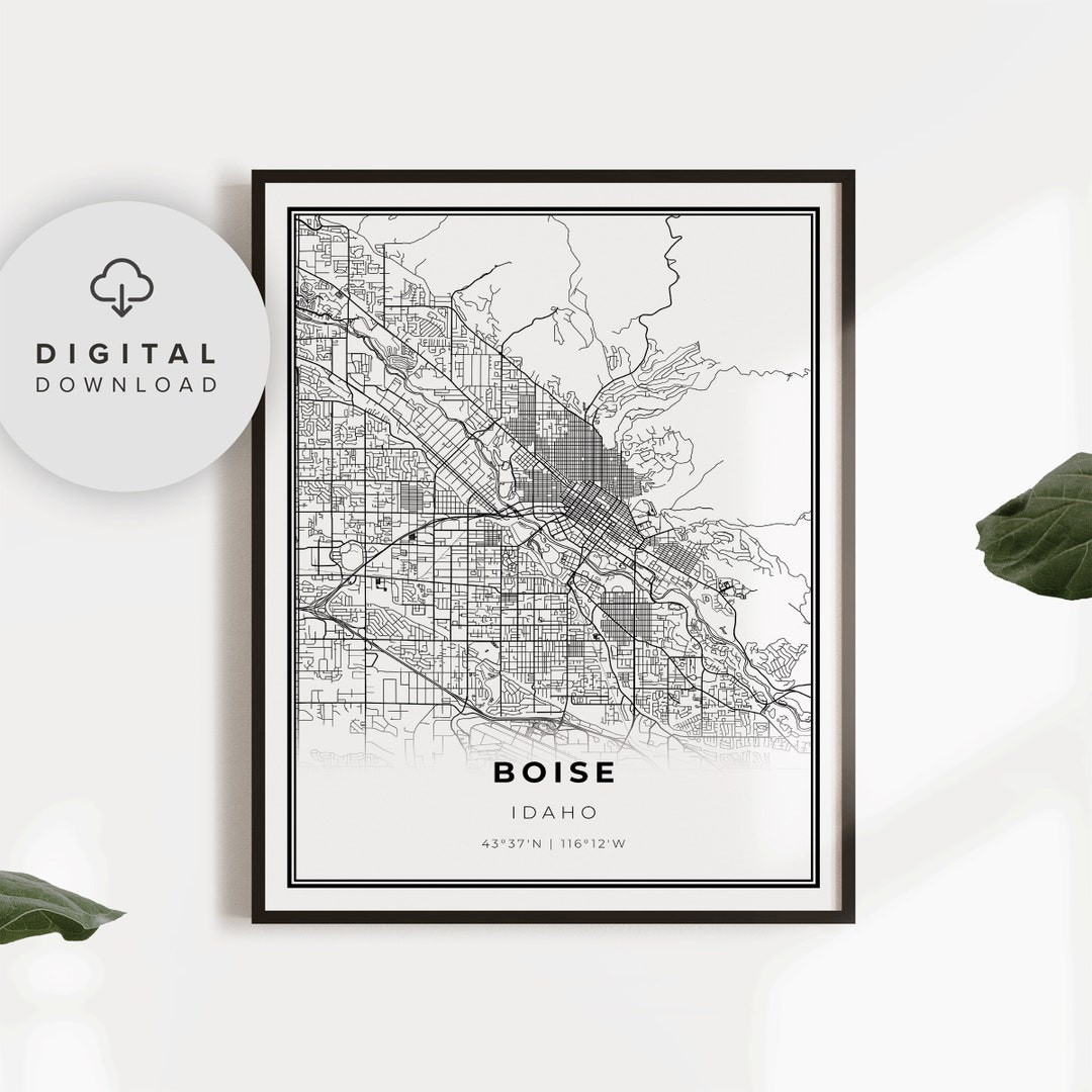 Boise Map Print, Idaho ID USA Map Art Poster, Ada County Boise-nampa ...
