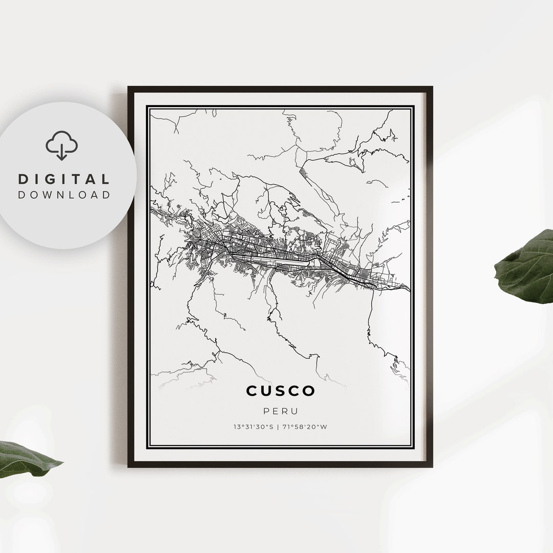 Cusco Map Print Peru Map Art Poster Printable City Street - Etsy