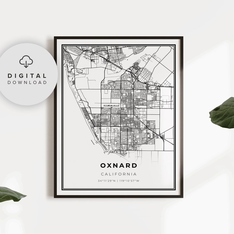 Oxnard Map Print California CA USA Map Art Poster Printable - Etsy