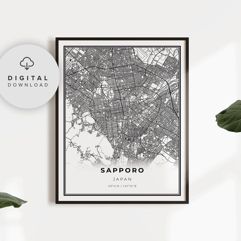 Sapporo Map Print Hokkaido Japan Map Art Poster Hokkaido | Etsy