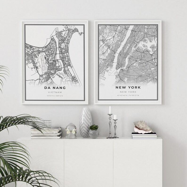 Da Nang Print, Vietnam Viet Nam Map Art Poster, Printable City Street ...