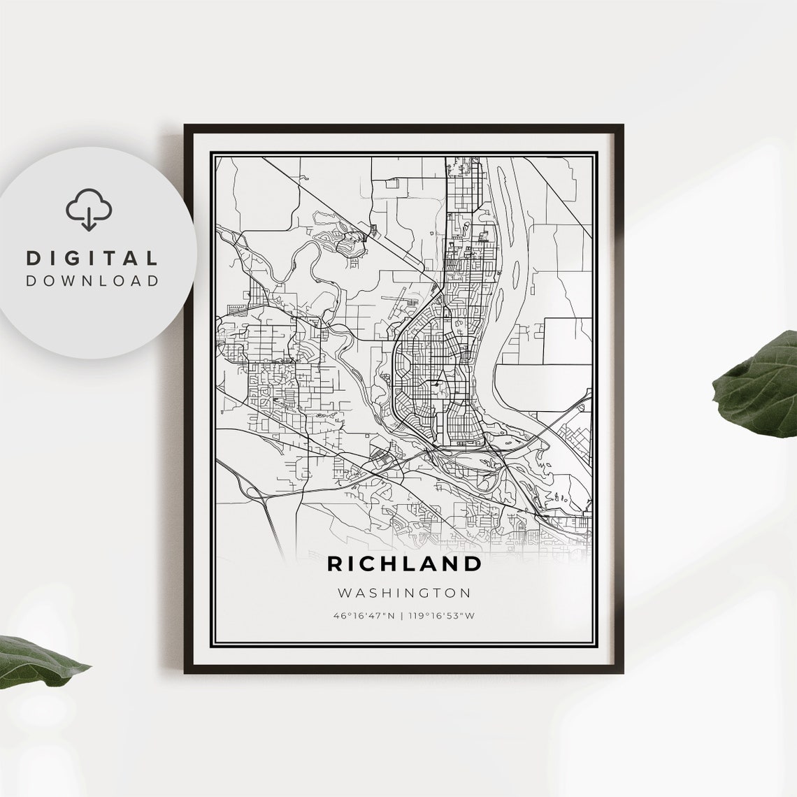 Richland Map Print Washington WA USA Map Art Poster | Etsy