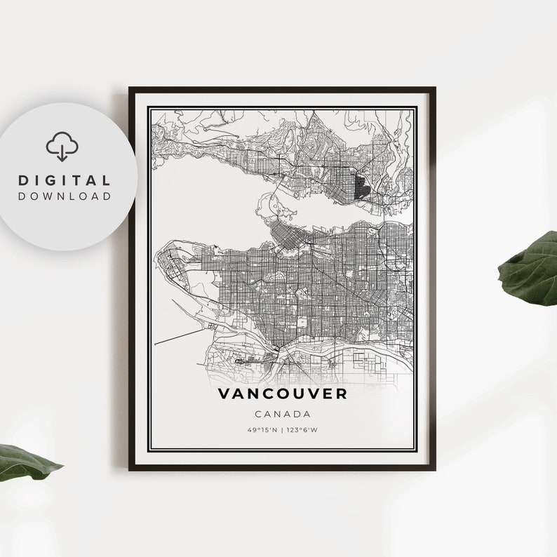 Vancouver BC Map Print British Columbia Canada Map Art - Etsy
