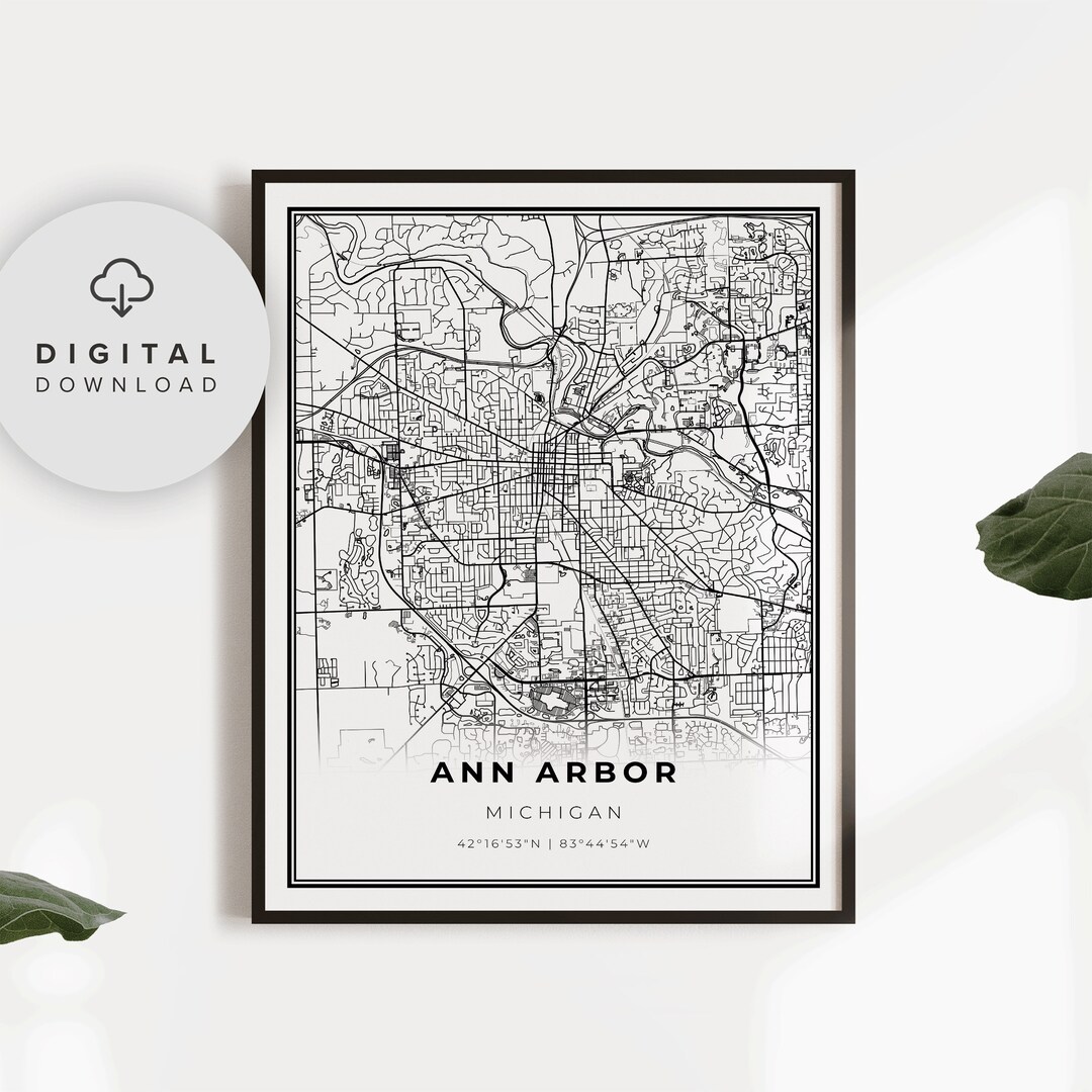 Ann Arbor Map Print Michigan MI USA Map Art Poster Printable - Etsy