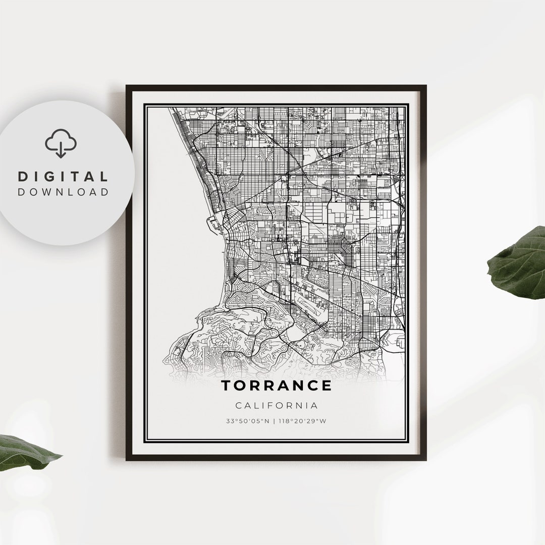 Torrance Map Print, California CA USA Map Art Poster, Printable City ...