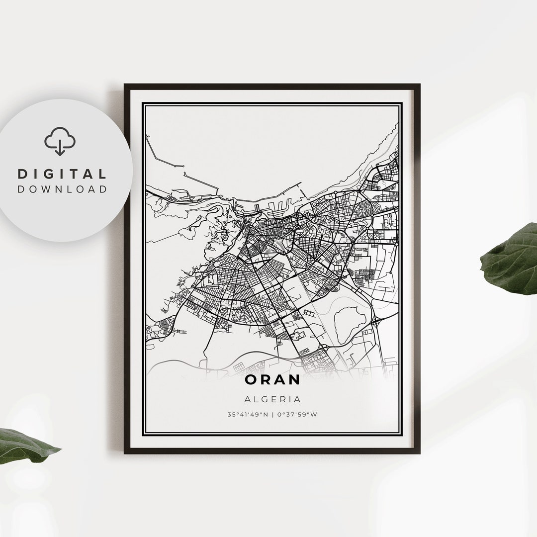 Oran Map Print, Algeria Map Art Poster, Algiers, Printable City Street ...