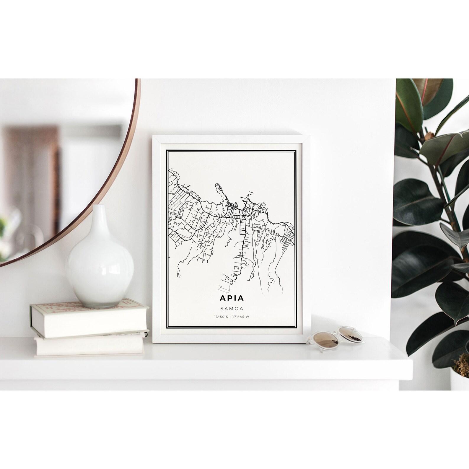 Apia Map Print Samoa Map Art Poster Upolu Tuamasaga | Etsy