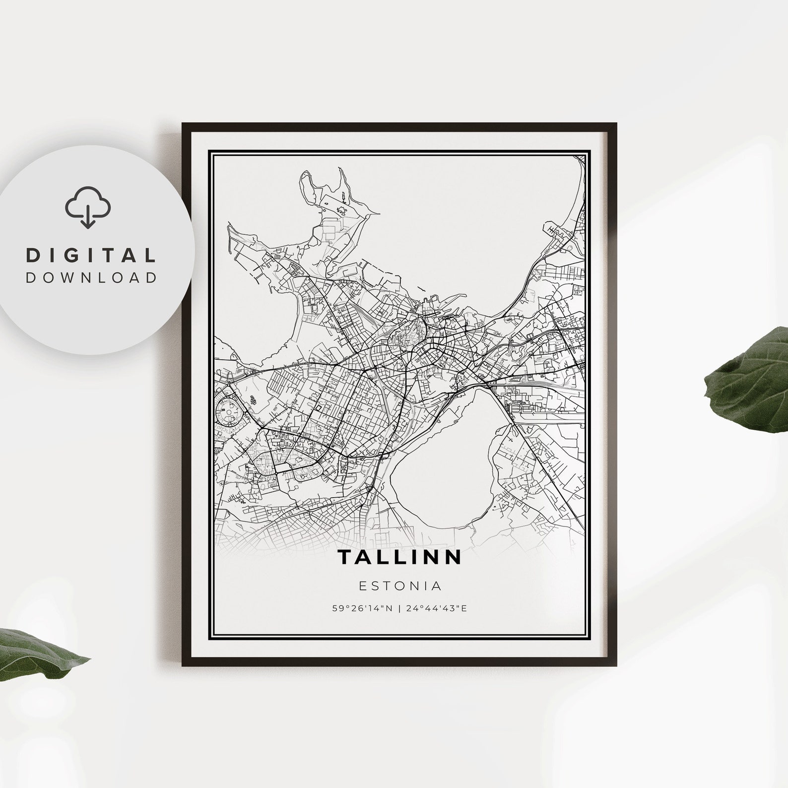 Tallinn Map Print, Estonia Map Art Poster, Printable City Street Road ...