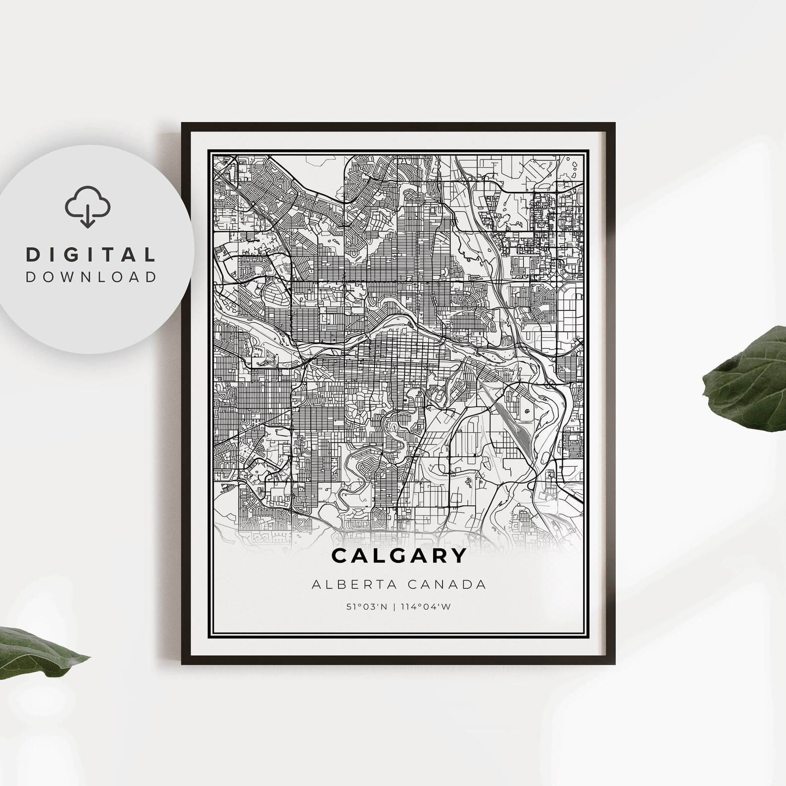 Downtown Calgary Map Print Alberta AB Canada Map Art Poster | Etsy