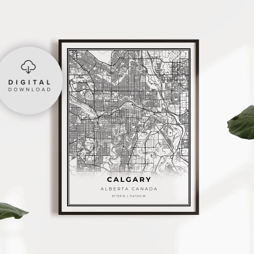Downtown Calgary Map Print Alberta AB Canada Map Art Poster - Etsy