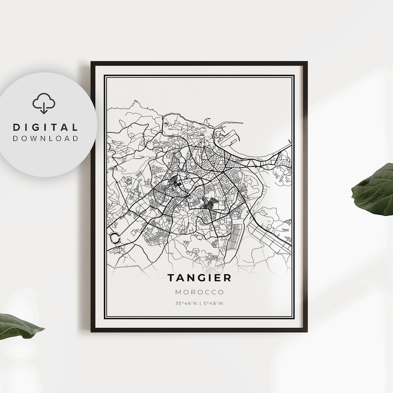 Tangier Map Print Morocco Map Art Poster Tingis Tanger | Etsy