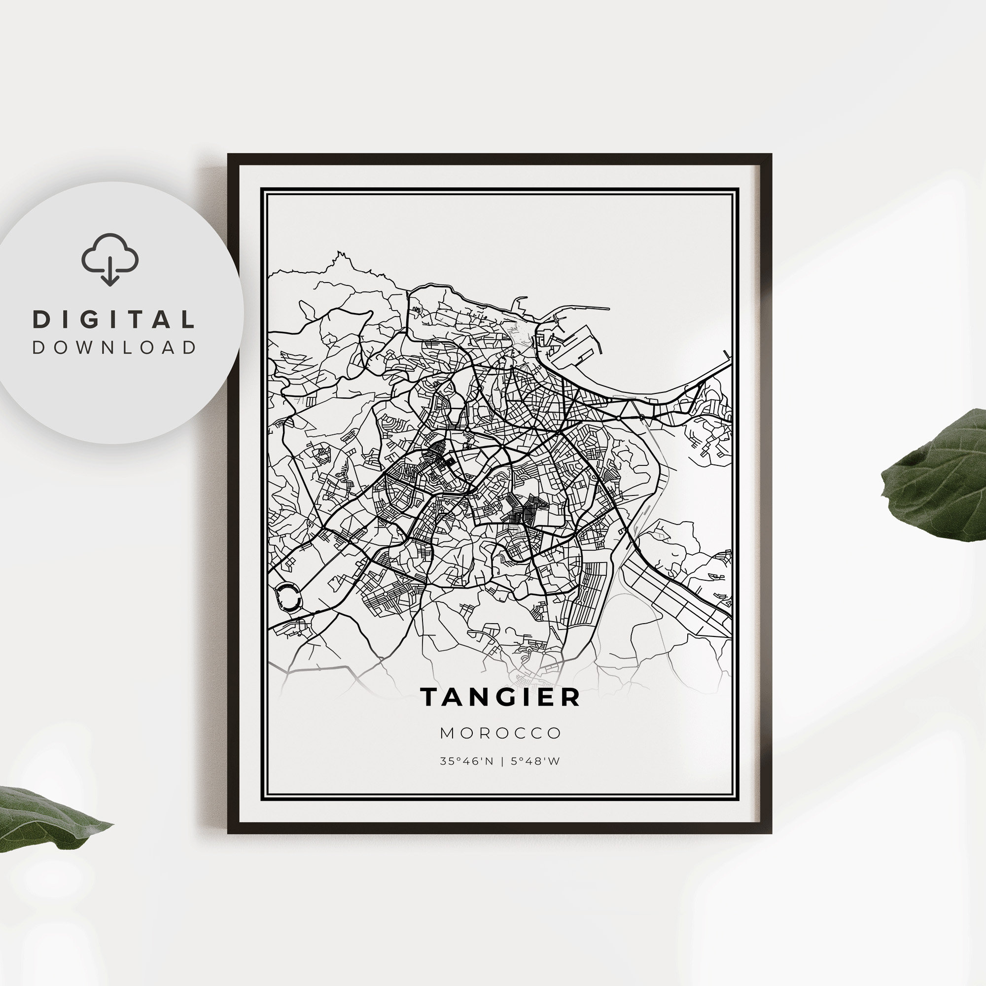 Tangier Morocco Map Art Print, City Street Map (digital Download ...