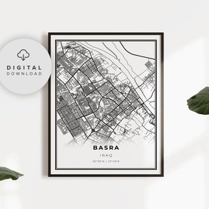 Basra Map Print Iraq Map Art Poster Basrah Shatt Al-arab - Etsy