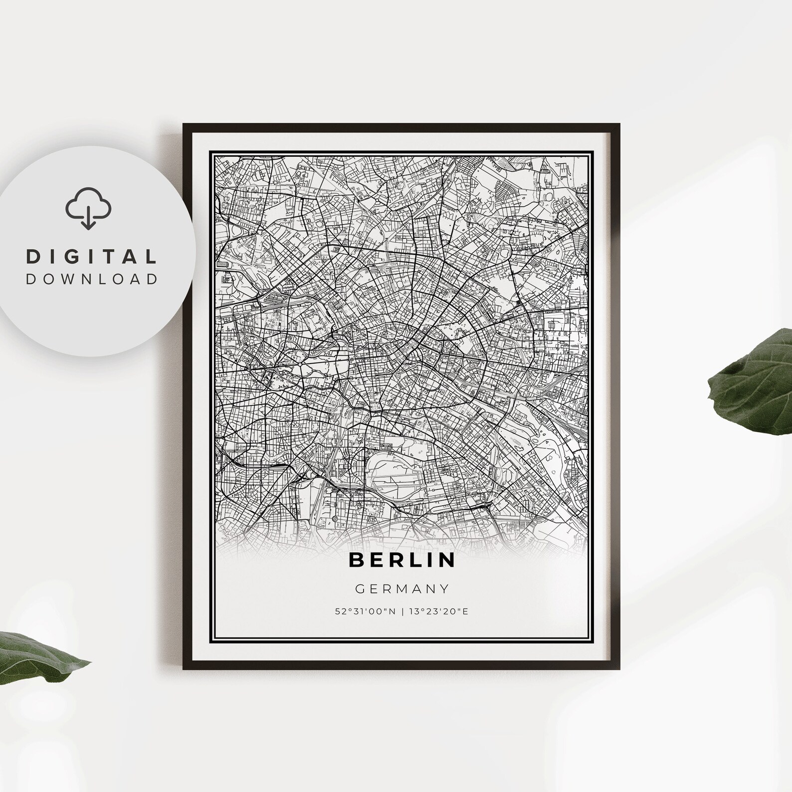 Berlin Map Print Germany Map Art Poster Printable City - Etsy