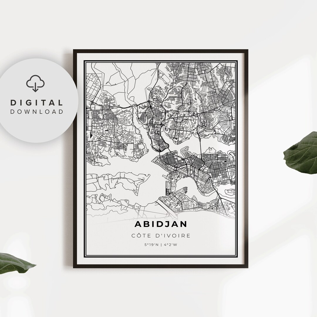 Abidjan Map Print, Côte D'ivoire Map Art Poster, Ivory Coast, Printable ...