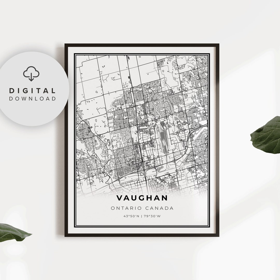 Vaughan Map Print, Ontario ON Canada Map Art Poster, Printable City ...