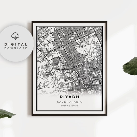 Downtown Riyadh Map Print Saudi Arabia Map Art Poster | Etsy