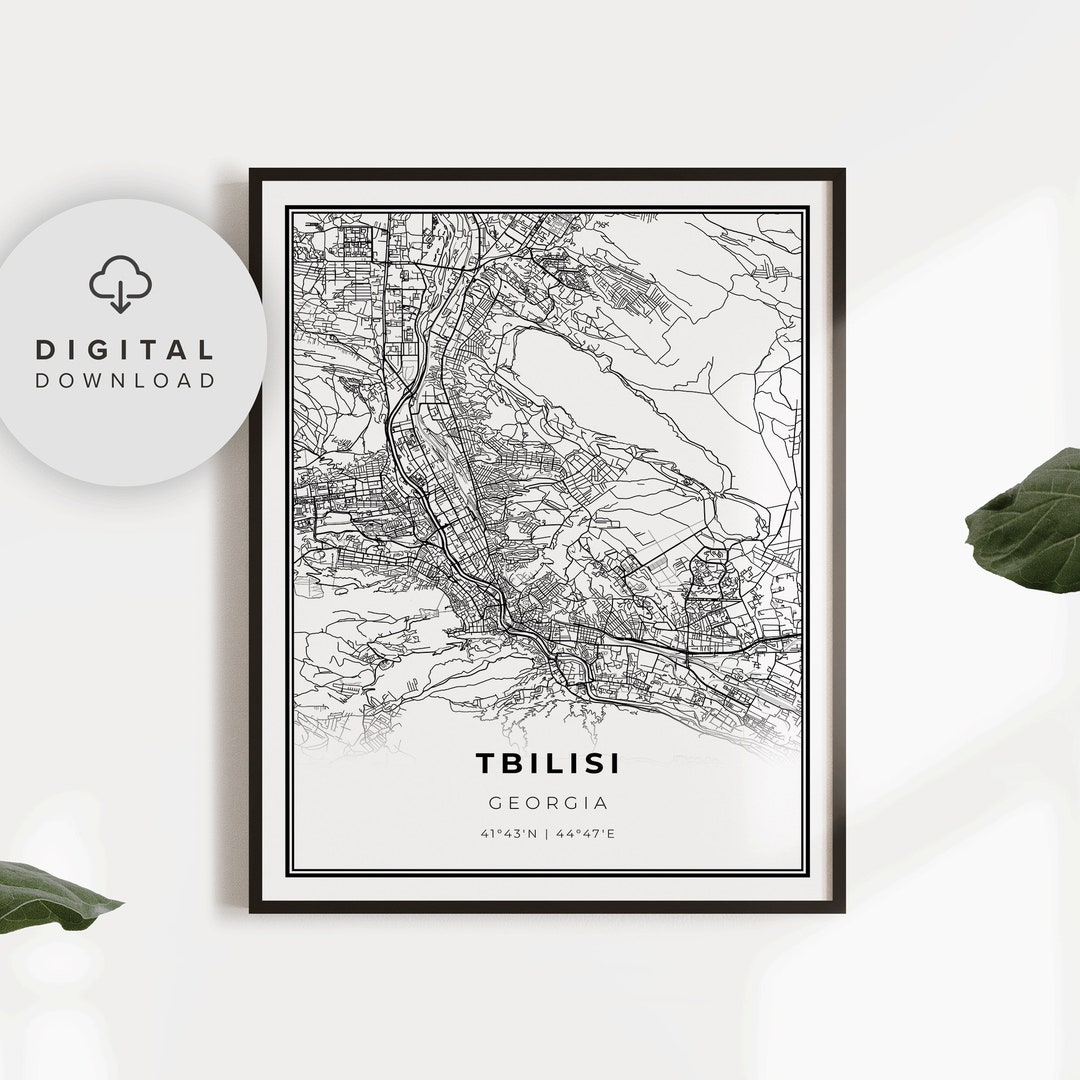 Tbilisi Map Print, Georgia Map Art Poster, Printable City Street Road ...