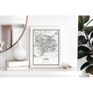 Lund Map Print, Sweden Map Art Poster, Printable City Street Road Map ...