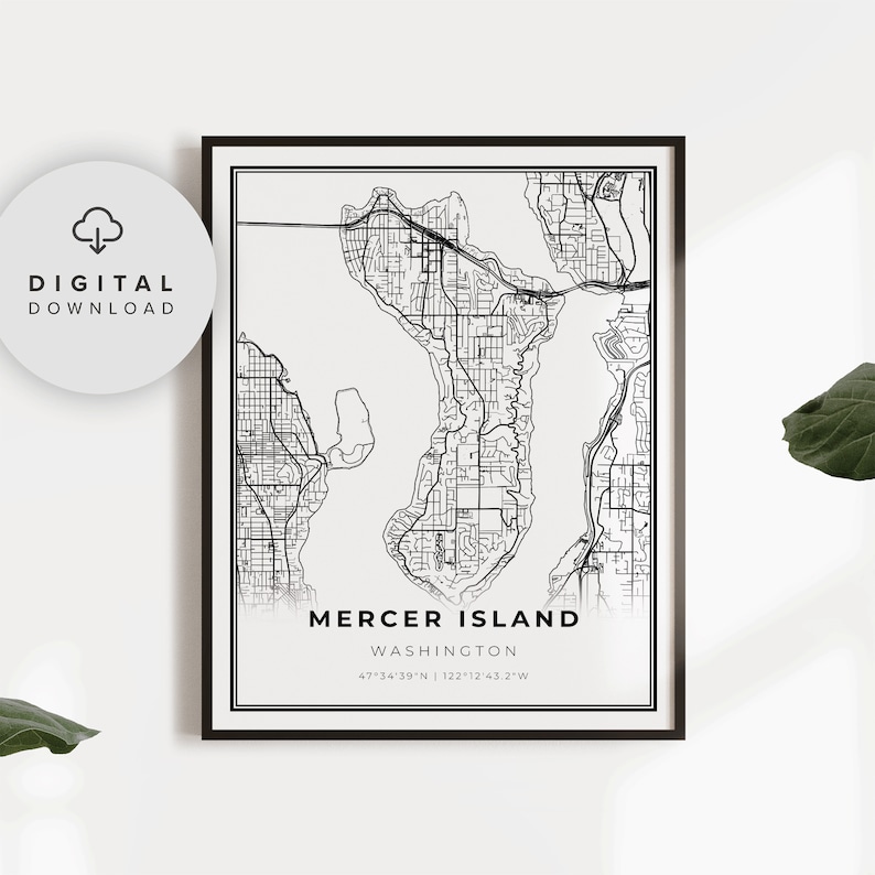 Mercer Island Map Print Washington WA USA Map Art Poster - Etsy