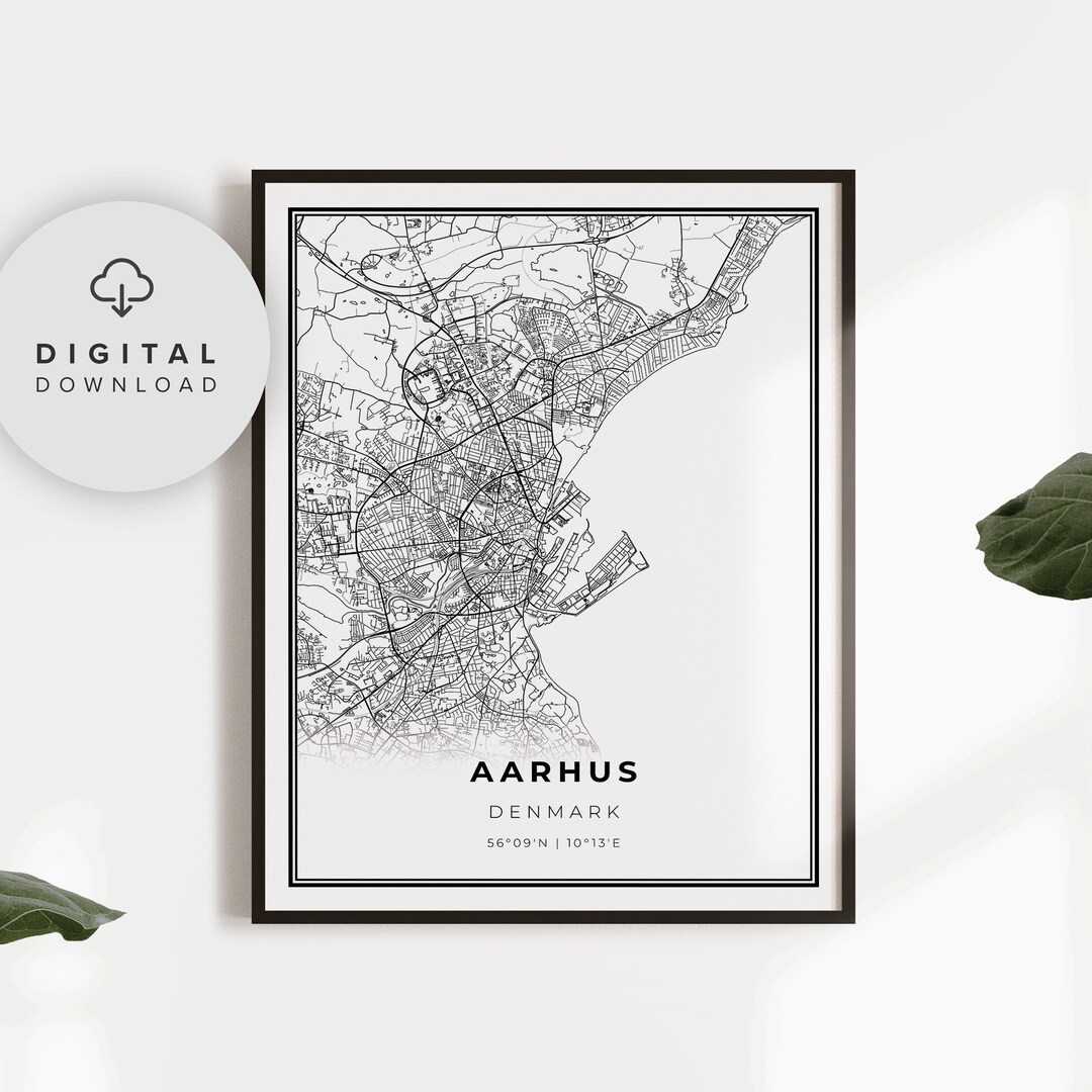 Aarhus Denmark Map Art Print, City Street Map (digital Download), NP458 ...