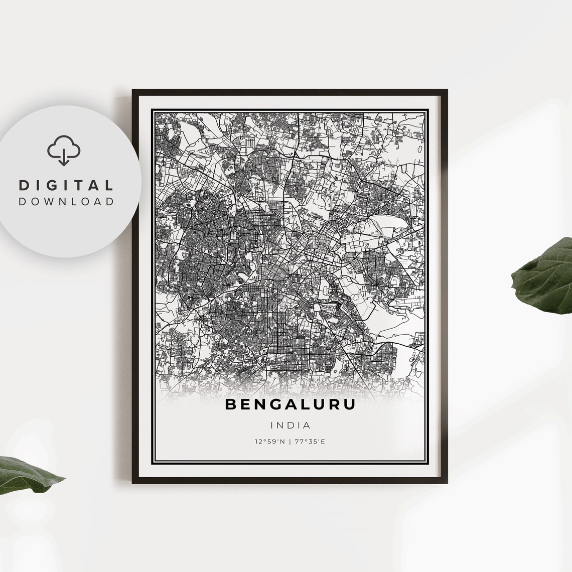 Bengaluru Map Print India Map Art Poster Bangalore - Etsy