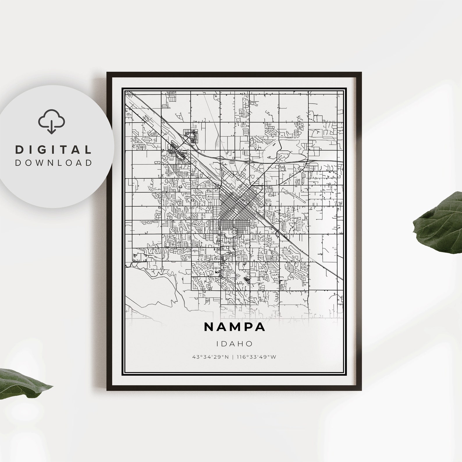 Nampa Map Print Idaho ID USA Map Art Poster Printable City - Etsy