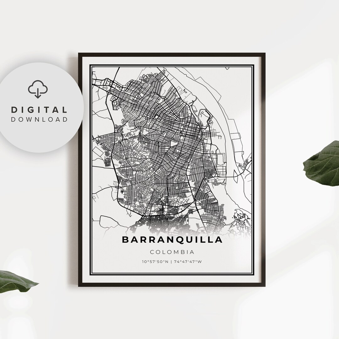 Barranquilla Map Print Colombia Map Art Poster Printable - Etsy