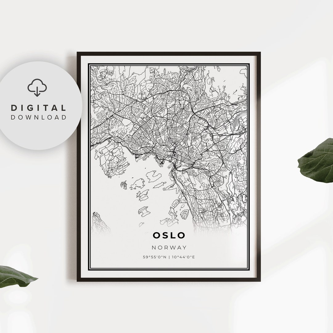 Oslo Map Print, Norway City Poster, Printable City Street Road Map ...