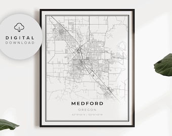 Medford City Map Art - Etsy