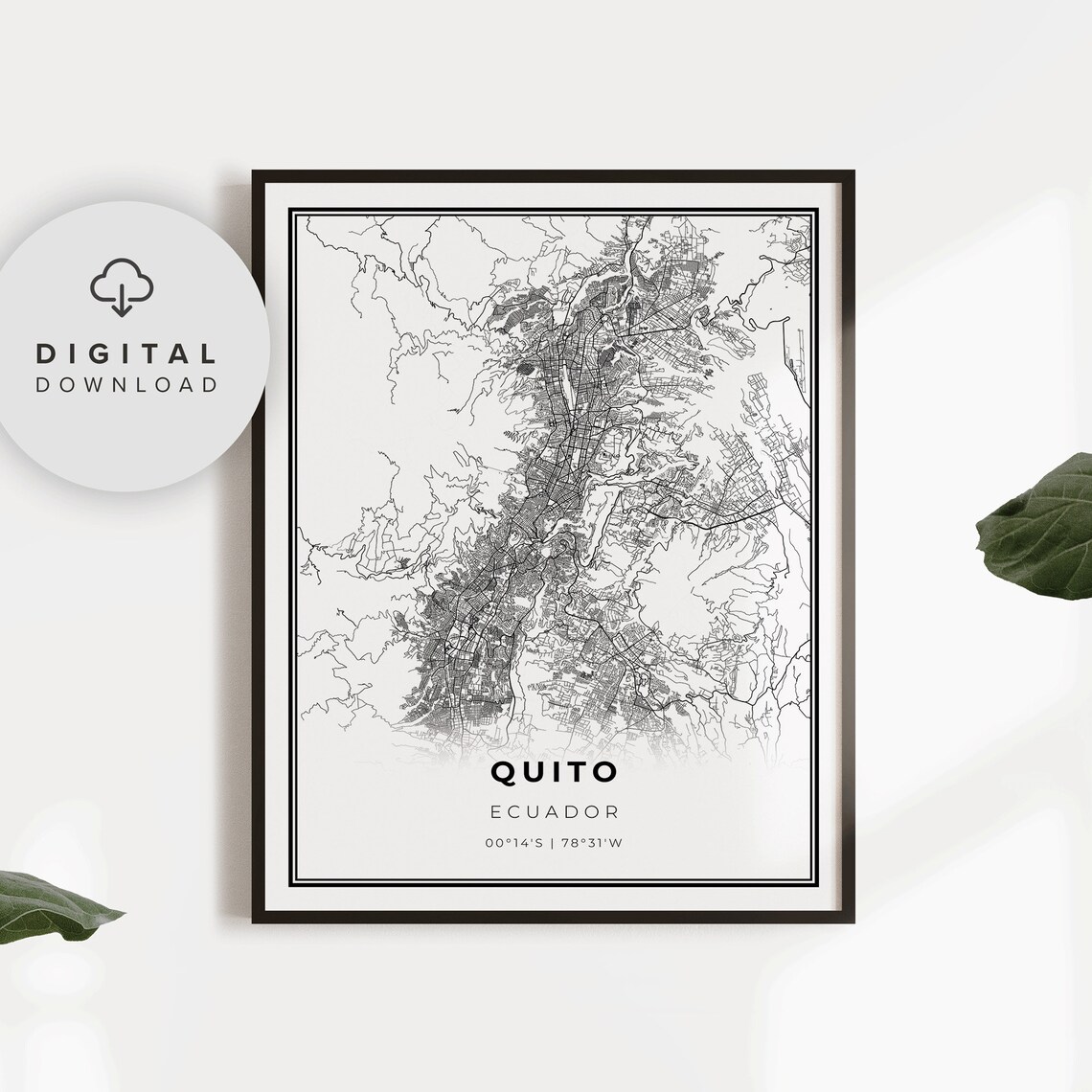 Quito Map Print Ecuador Map Art Poster Pichincha Printable - Etsy