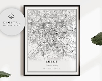 Leeds City Centre Road Map Digital Download - Etsy UK