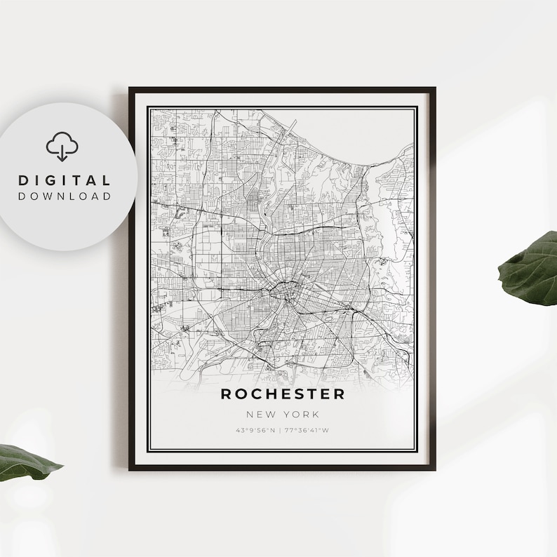 Rochester Map Print New York NY USA Map Art Poster Monroe | Etsy