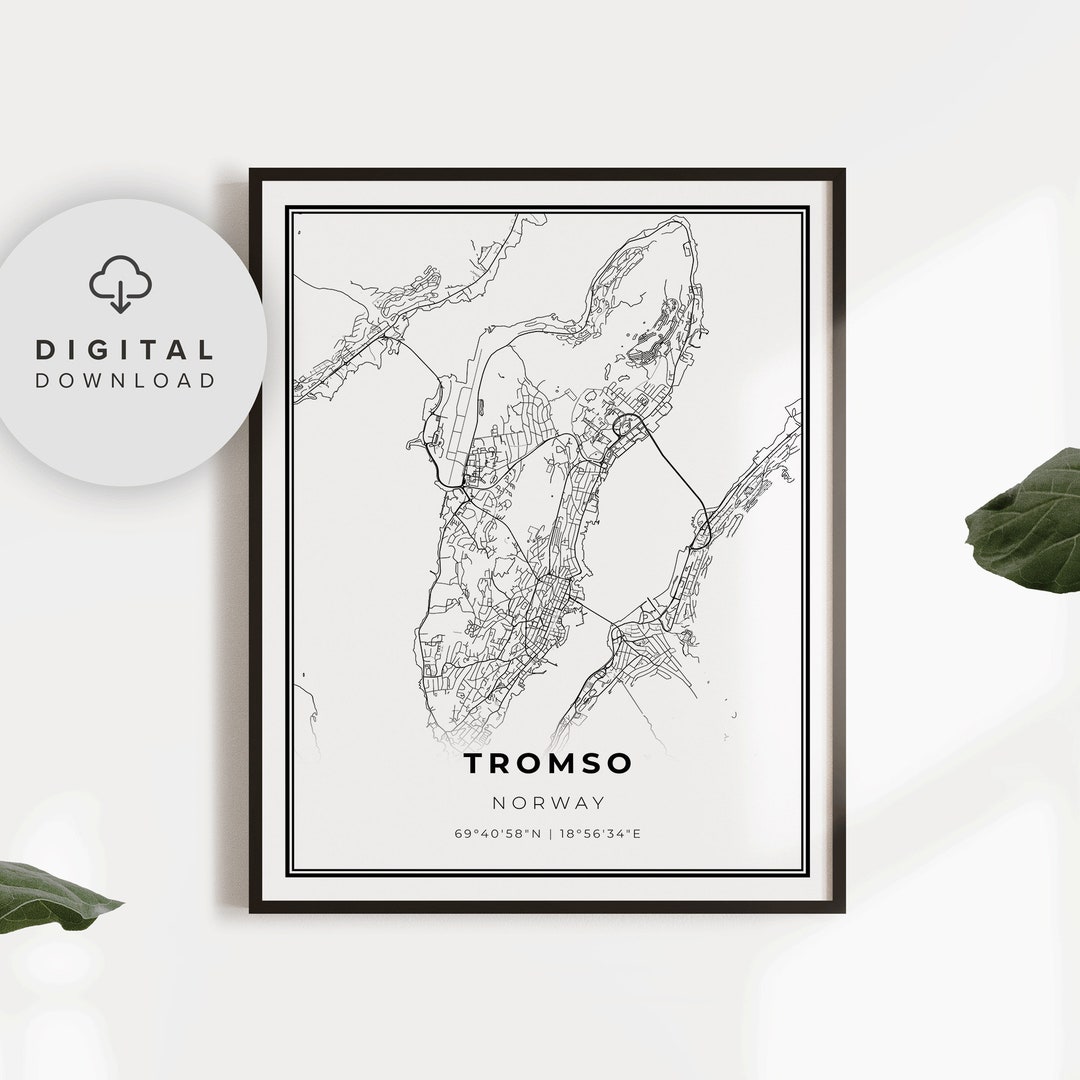 Tromso Map Print, Norway Map Art Poster, Tromsø, Printable City Street ...