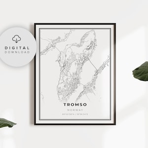 Tromso Map Print, Norway Map Art Poster, Tromsø, Printable City Street ...