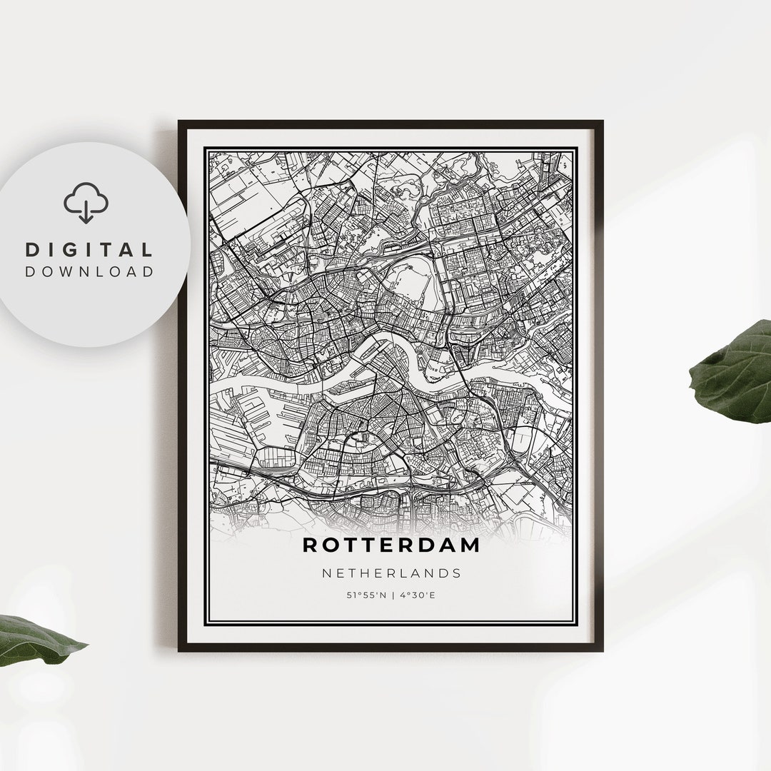 Rotterdam Map Print, Netherlands Nederland Holland Map Art Poster ...