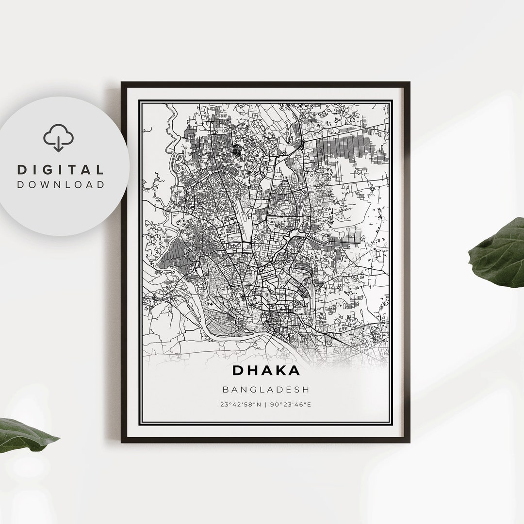 Dhaka Map Print, Bangladesh Map Art Poster, Dacca, Printable City ...