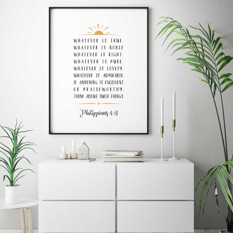 Philippians 4 8 Bible Quote Print Bible Verse Wall Art Poster - Etsy