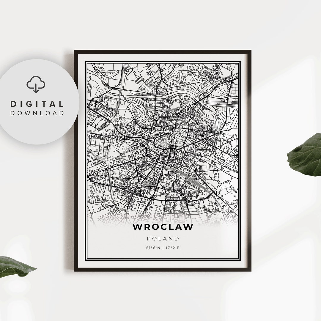 Wroclaw Poland Map Art Print, City Street Map (digital Download), NP591 ...