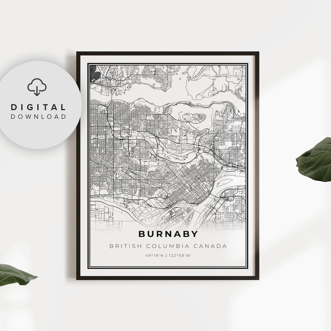 Burnaby Map Print British Columbia BC Canada Map Art Poster - Etsy