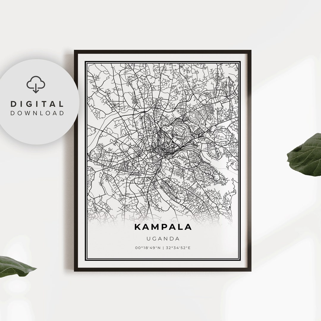 Kampala Map Print, Uganda Map Art Poster, Africa Printable City Street ...
