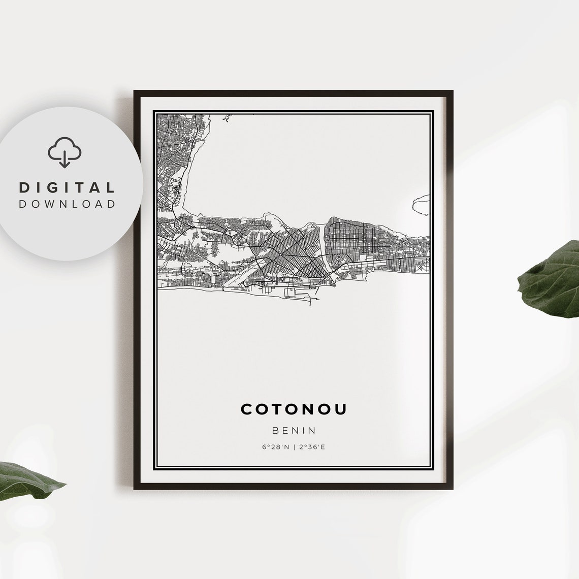 Cotonou Map Print Benin Map Art Poster Kutonou Printable | Etsy
