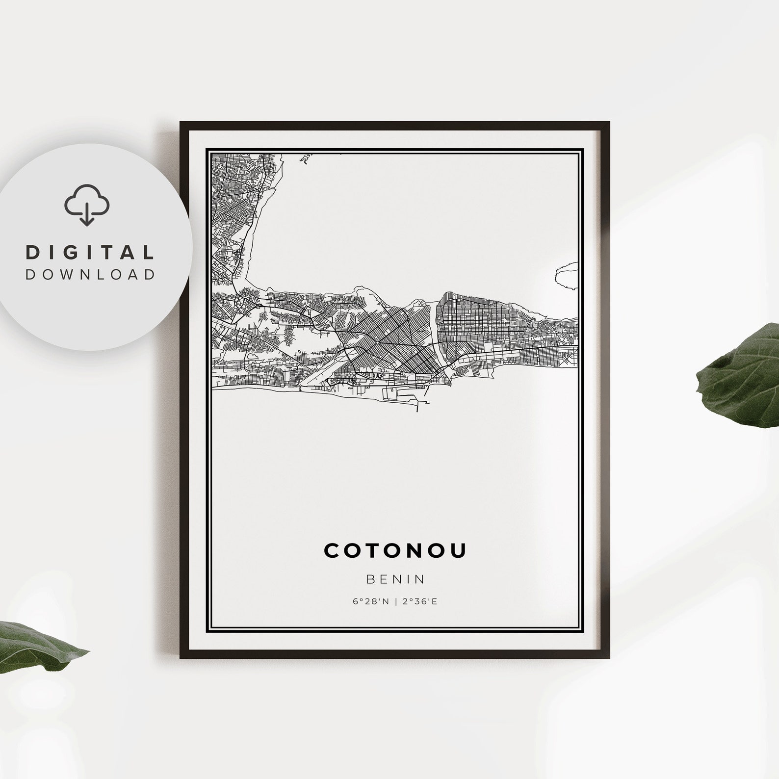 Cotonou Benin Map Art Print, City Street Map (digital Download), NP842 ...