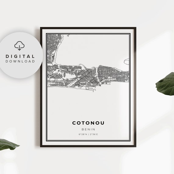 Cotonou Map Print Benin Map Art Poster Kutonou Printable | Etsy