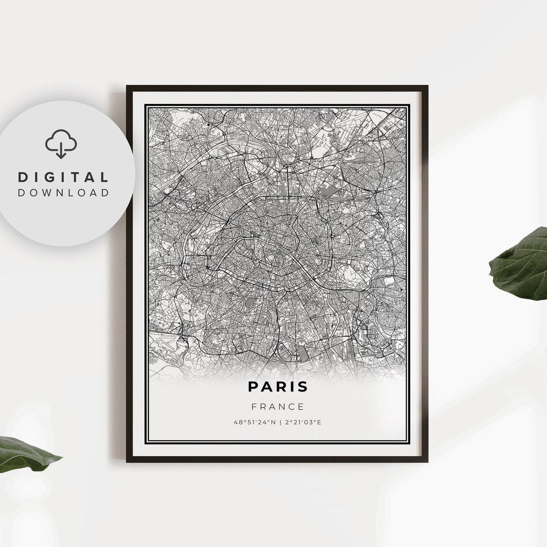 Paris Area Map Print, France Map Art Poster, Printable City Street Road ...