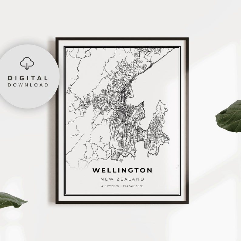 Wellington Map Print, New Zealand Map Art Poster, Printable City Street ...